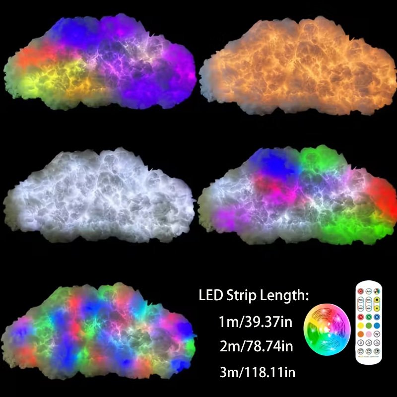 Creative Decorative Cloud Lamp Remote-Controlled LED Light RGB Color ...